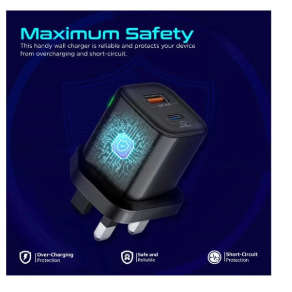 Buy Promate Ultra-Fast Dual Port AC Charger with 25W Power Delivery and ...